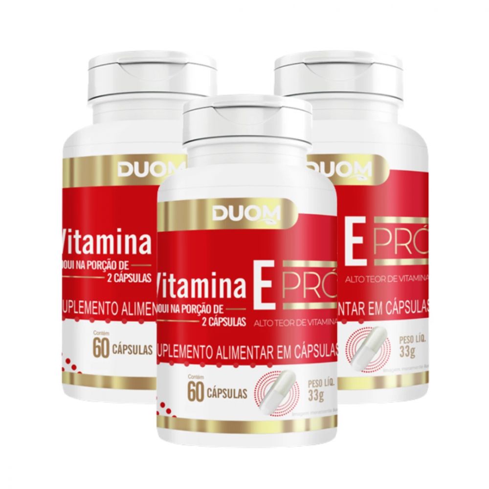 Kit C/ 3 Vitamina e Suplemento Alimentar em Cápsula - Contém 60 Cáps ...