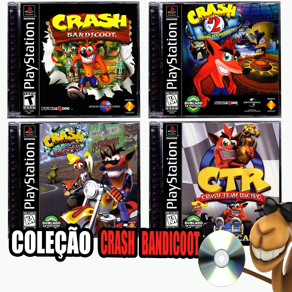 Crash Bandicoot 1 - 2 - 3 Racing - JOGO Ps1 / Playstation 1 + CAPA e ...