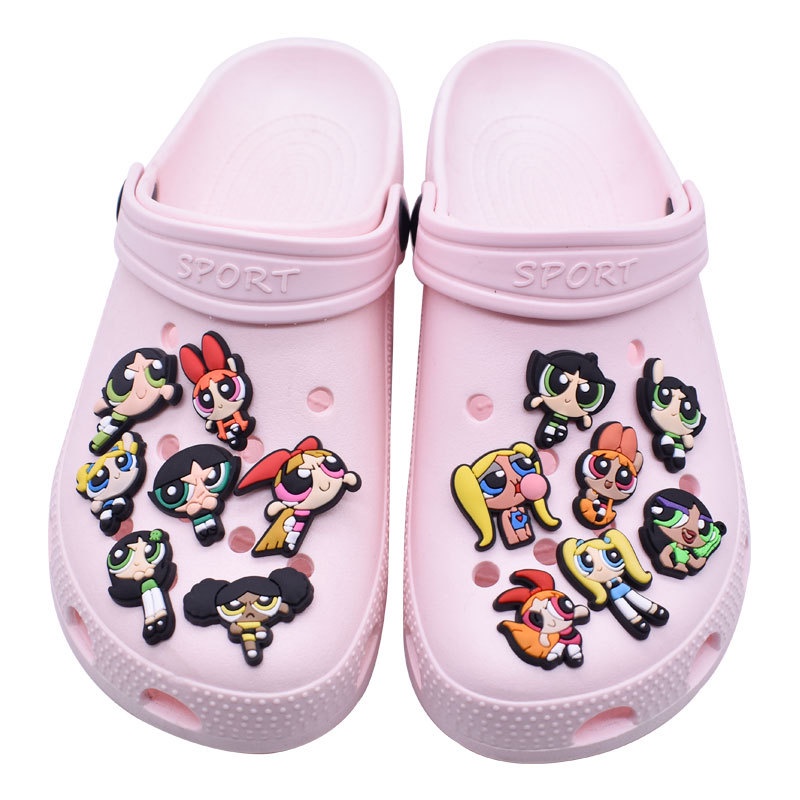Kawaii Anime Jibbits Para Meninas Croc Powerpuff Sapatos De Encantos ...