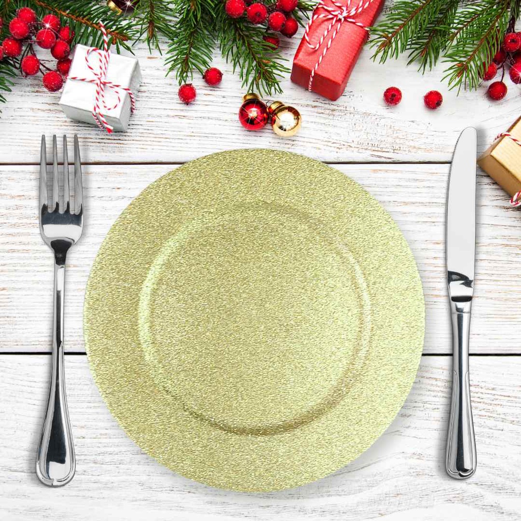 Sousplat Supla Soupla Suplat Para Mesa Posta Glitter Dourado Ouro Natal ...