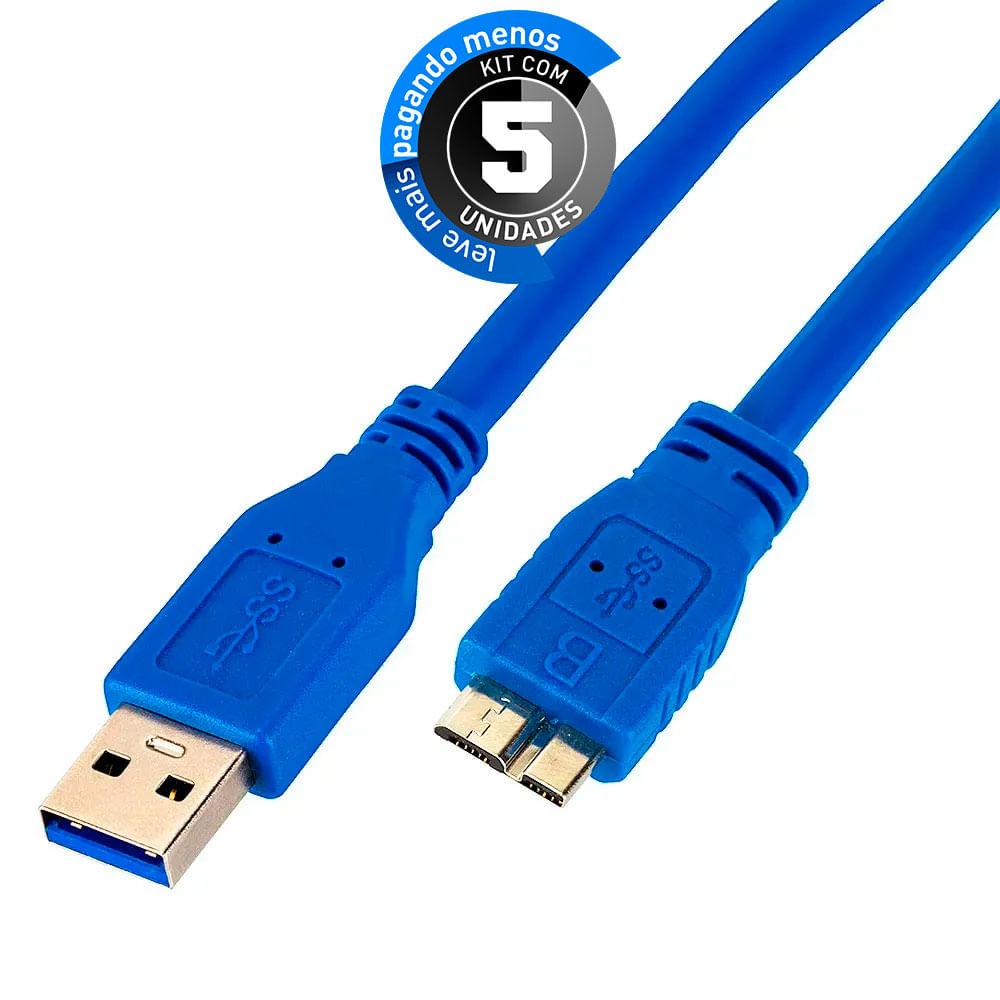 Cabos Usb A Para Micro B 3.0 5gbps - 1 Metro - Kit Com 5 | Shopee Brasil