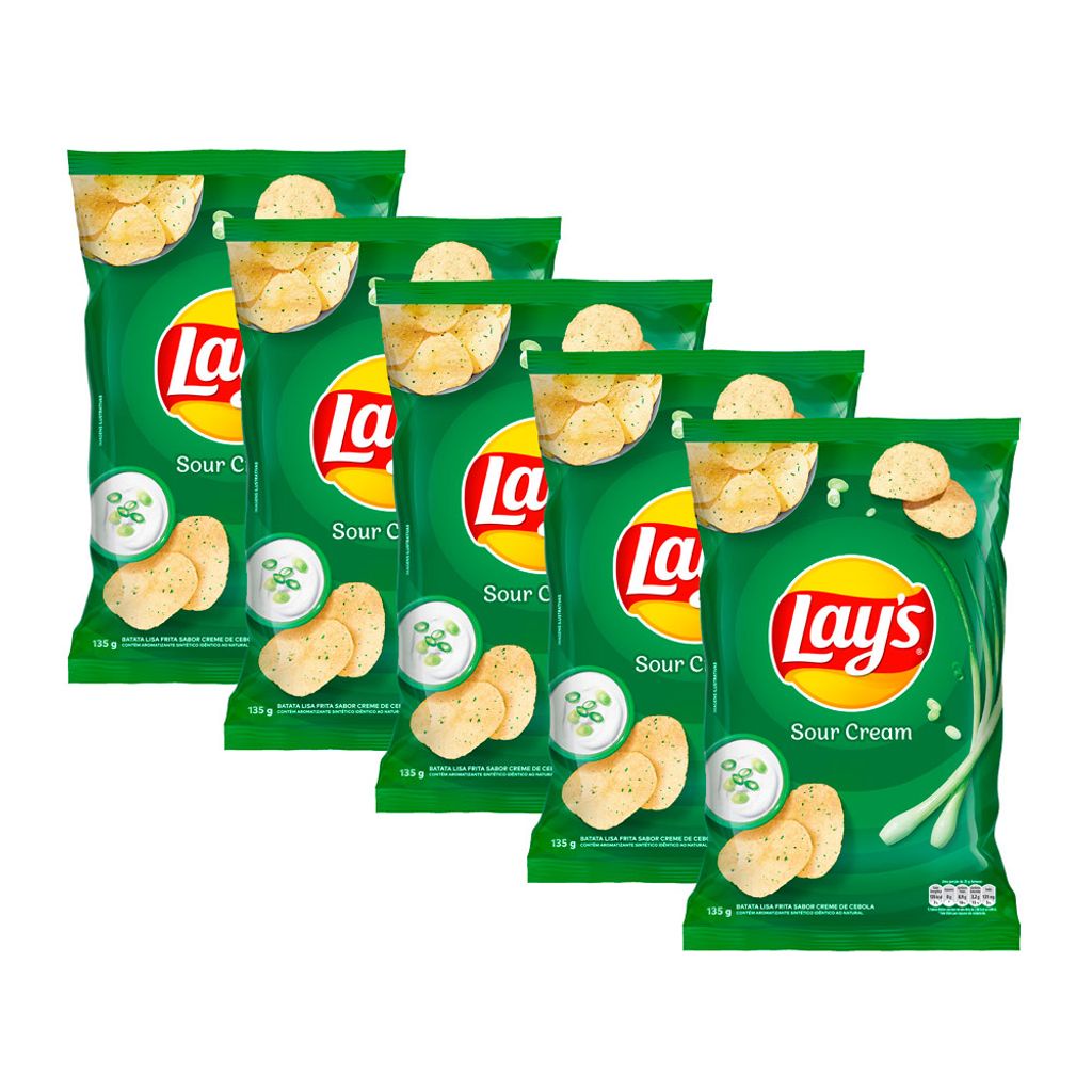 Kit 5 Batata Lays Sour Cream com 135g | Shopee Brasil