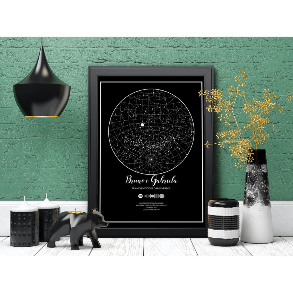 Quadro Mapa Das Estrelas Céu No Dia Moldurado | Shopee Brasil