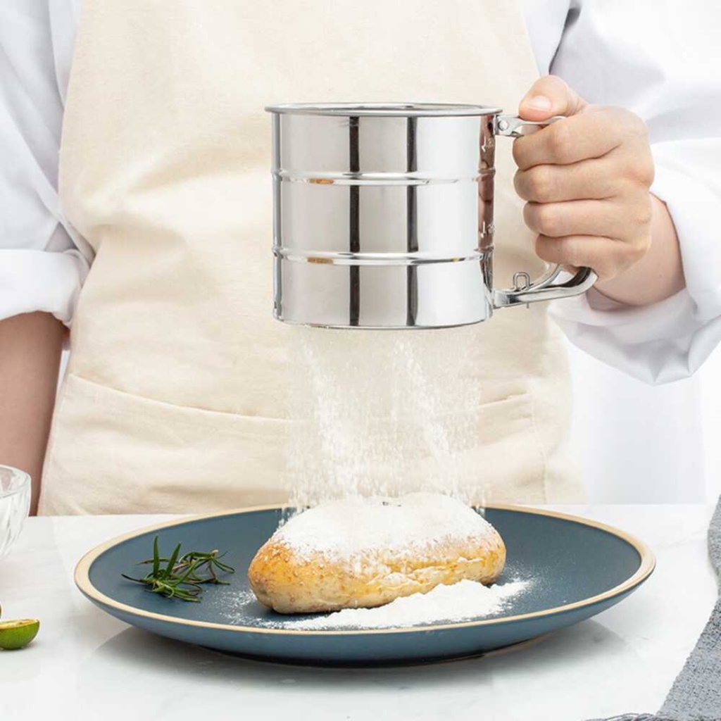 Polvilhador Peneira Inox Tapioca Farinha Chocolate - TOP | Shopee Brasil