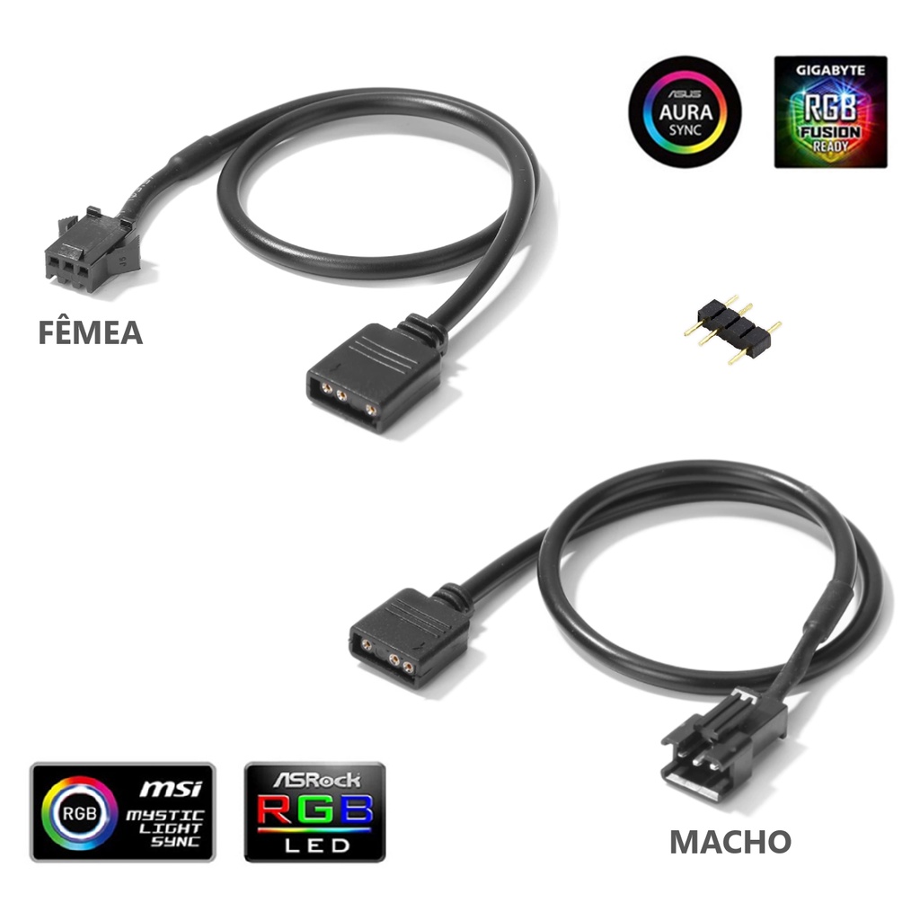 Cabo Conversor ARGB 3 Pinos 5v Para Vdg Macho ou Femea | Shopee Brasil
