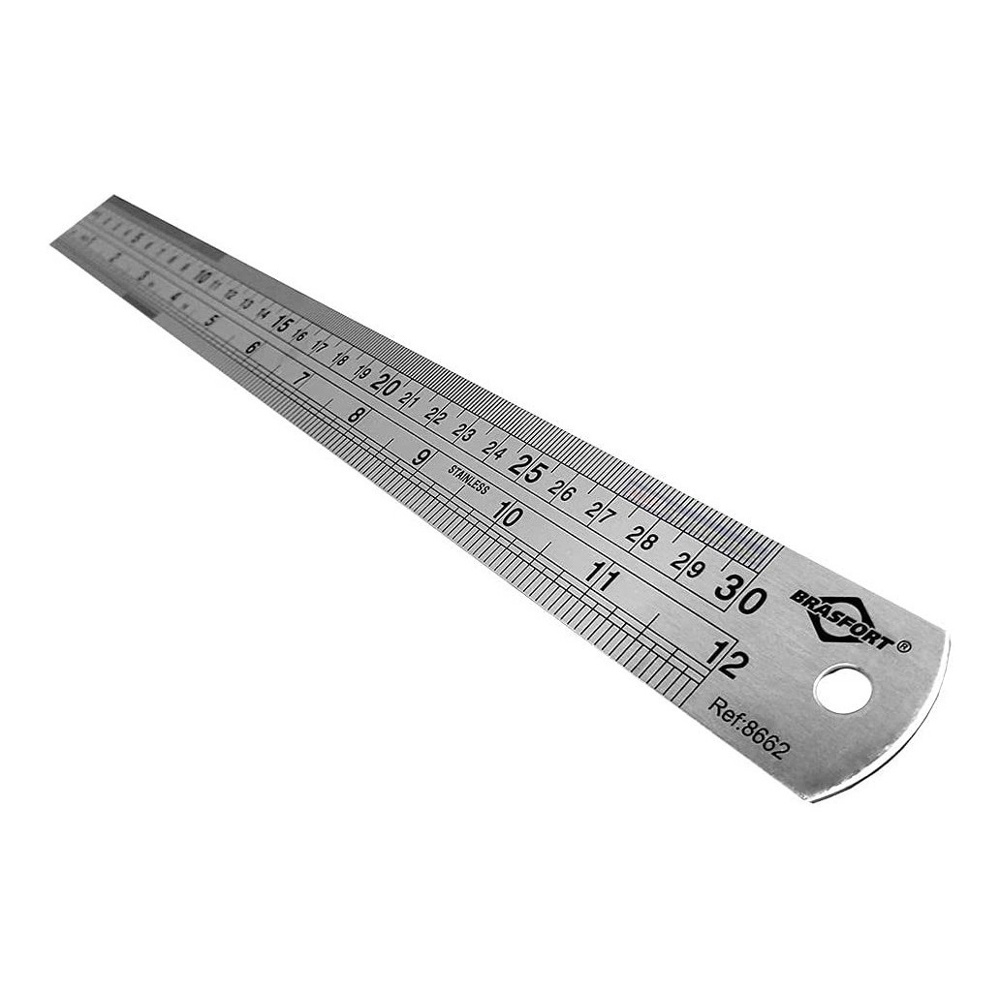 Régua De Aço Inox 30cm 12'' Com Gravura Tabela De Conversão De Medidas ...