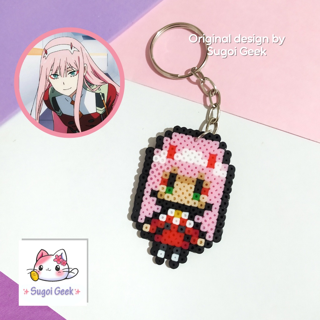 Chaveiro Zero Two anime Darling in the Franxx Hama Perler Beads ...