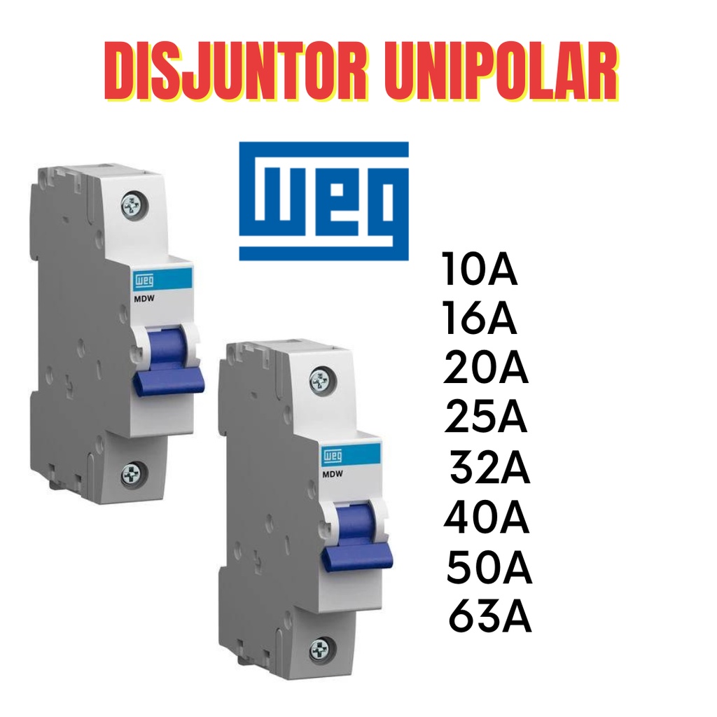 DISJUNTOR DIN MONOPOLAR CURVA C WEG | Shopee Brasil