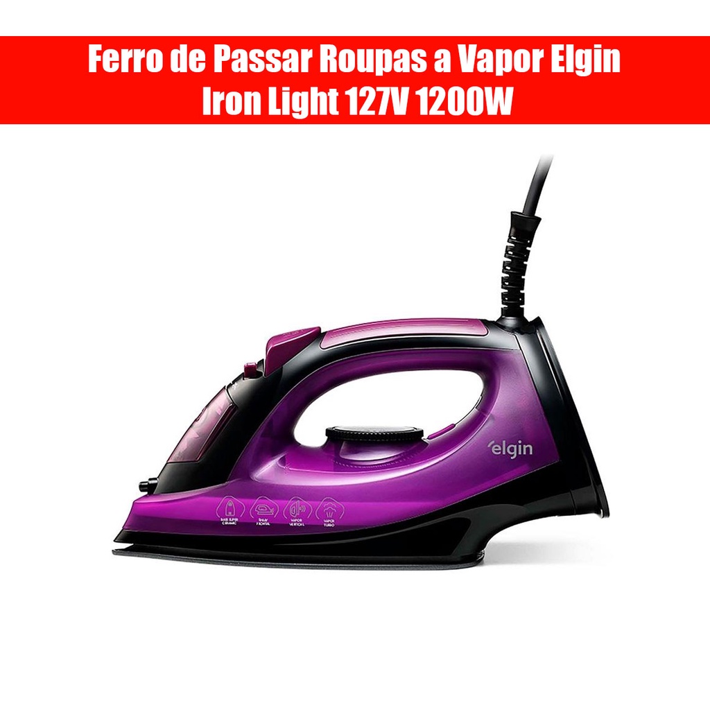 Ferro de Passar Roupas a Vapor Elgin Iron Light 127V 1200W | Shopee Brasil