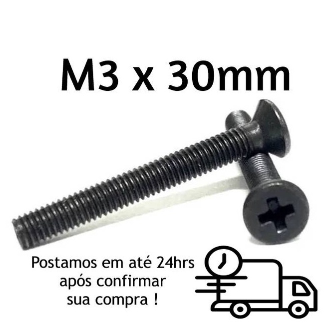 Parafuso Cabeça Chata Phillips M3 X 30mm Oxidado Preto | Shopee Brasil