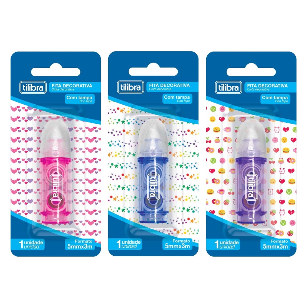 Kit Fita Adesiva Decorativa Estampadas 5mmX3m Tilibra | Shopee Brasil