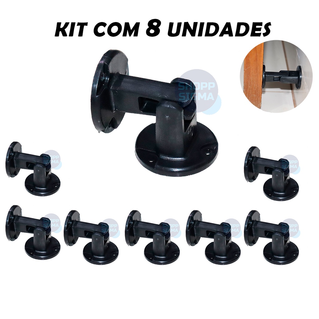 Trava Fixador Prendedor de Porta no Piso/Parede Kit 8 Un em Polímero ...