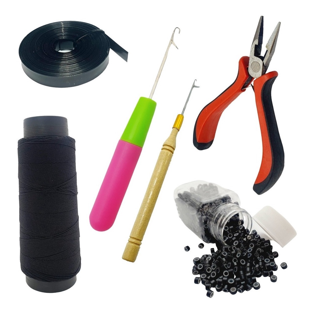 Kit Mega Hair 500 Microlink com Silicone + Lastex São José + Alicate ...