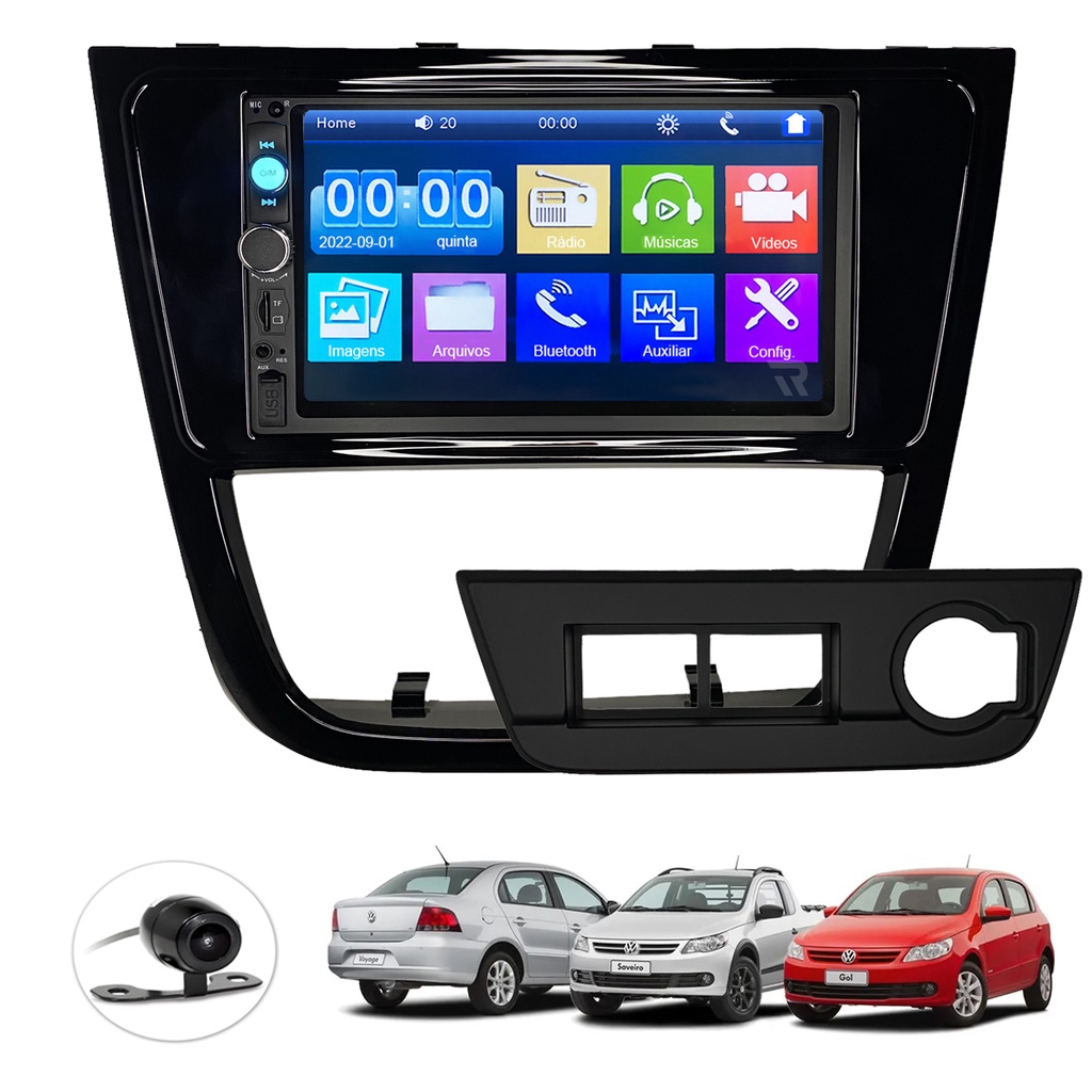 Kit Central Multimidia DVD 2 Din Mp5 VW Gol Saveiro Voyage G5 Black Piano | Shopee Brasil