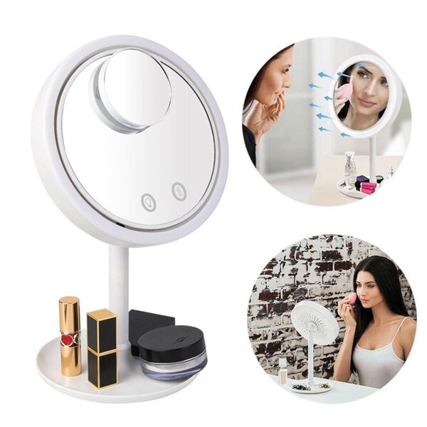 Espelho de Maquiagem com LED Ventilador Mini Espelho de Aumento | Shopee Brasil
