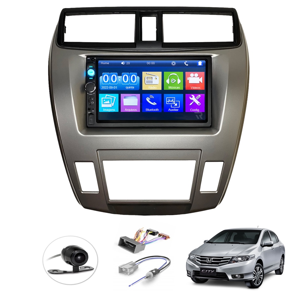 Kit Central Multimidia DVD 2 Din Mp5 Honda City 2008 a 2014 Ar Digital | Shopee Brasil