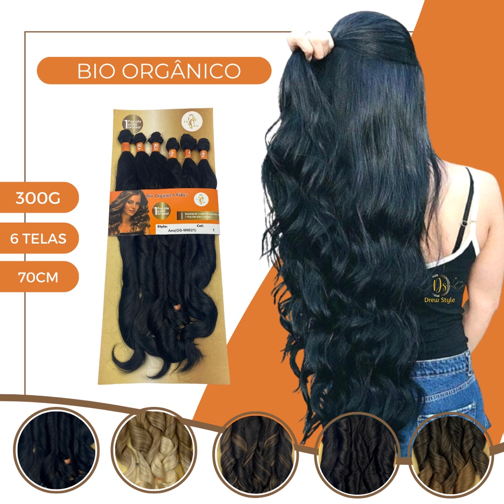 Cabelo Orgânico Ondulado Com Volume 300 Gramas 75 centímetros - ENVIO ...