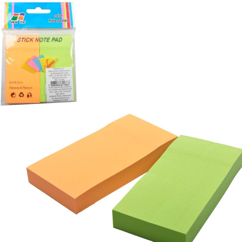 2 Blocos Papel Auto Adesivo Tipo Post-it com 100 folhas cada Recado ...