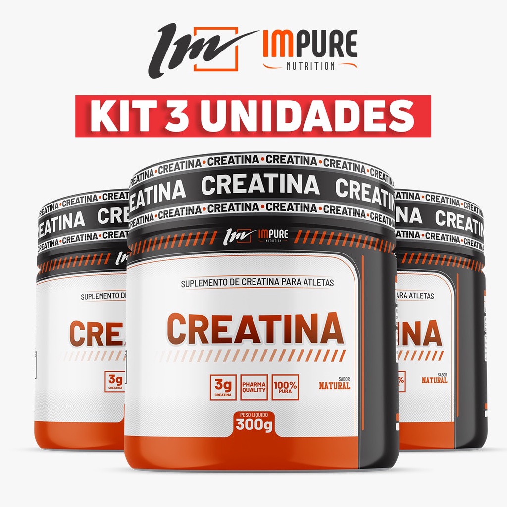 KIT 3 Creatina Monohidratada 300gr ( 900gr creatina) | Shopee Brasil