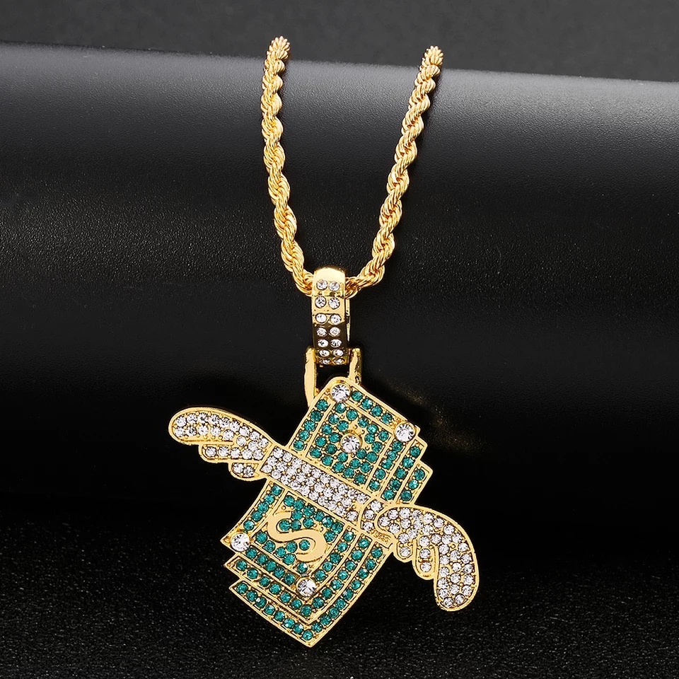Corrente Masculina Iced Out Money Flyng Cravejada (60 CM) | Shopee Brasil