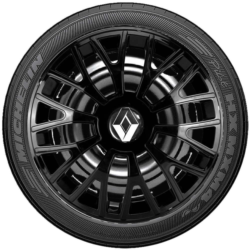 Kit 4 CaRlotas Esportivas aro 13/14 Preta Brilhante Renault Scala ...