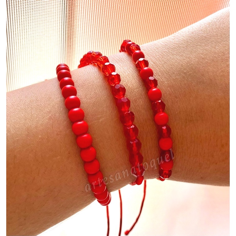 Pulseira Vermelha Cabala Kabbalah com Miçangas Bolas Bolinhas Fio de ...