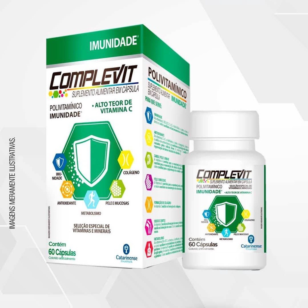 Polivitamínico complevit alto teor de vitamina c com 60 cps | Shopee Brasil