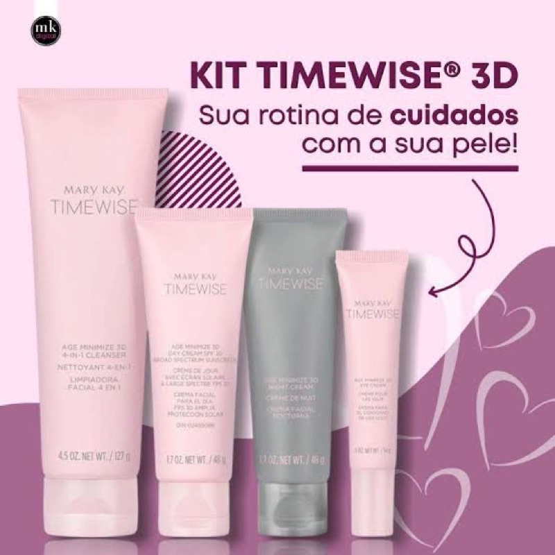 Kit Antienvelhecimento Time Wise 3D Mary Kay - Pele Oleosa | Shopee Brasil