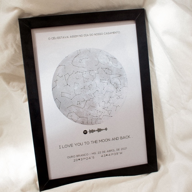Quadro Mapa das Estrelas - Personalize o seu/ Mapa Estelar / Meu Céu ...