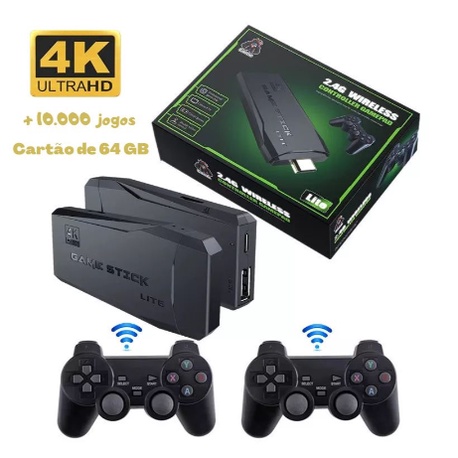 Joystick Mini video game com 2 controles sem fio para TV 4K HD 10000 ...