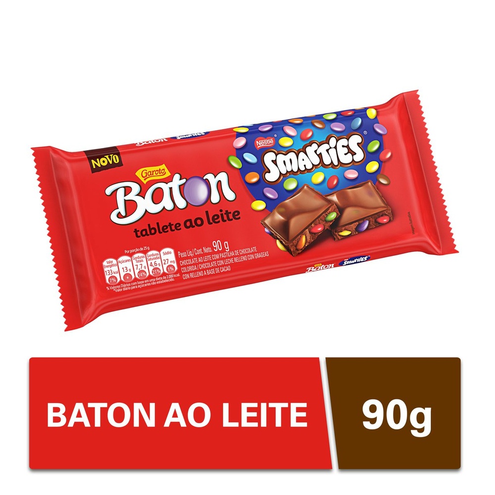 Chocolate GAROTO BATON Smarties Tablete 90g | Shopee Brasil