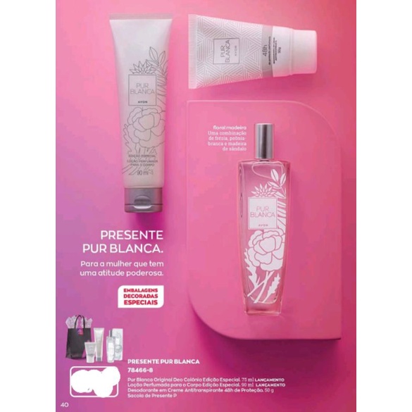 Kit presente Pur Blanca Avon | Shopee Brasil