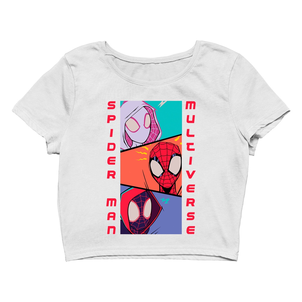 Camiseta Cropped Multiverso Spiderman Retratos | Shopee Brasil
