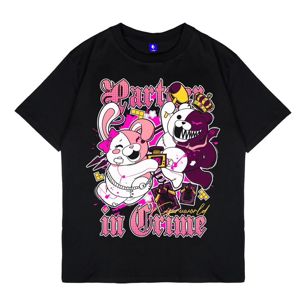 Camiseta Hitam Kizaru Anime Danganronpa Monomi Monokuma Preto