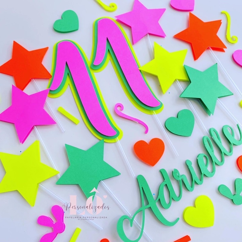 Topo de Bolo Personalizado Neon 3D | Shopee Brasil