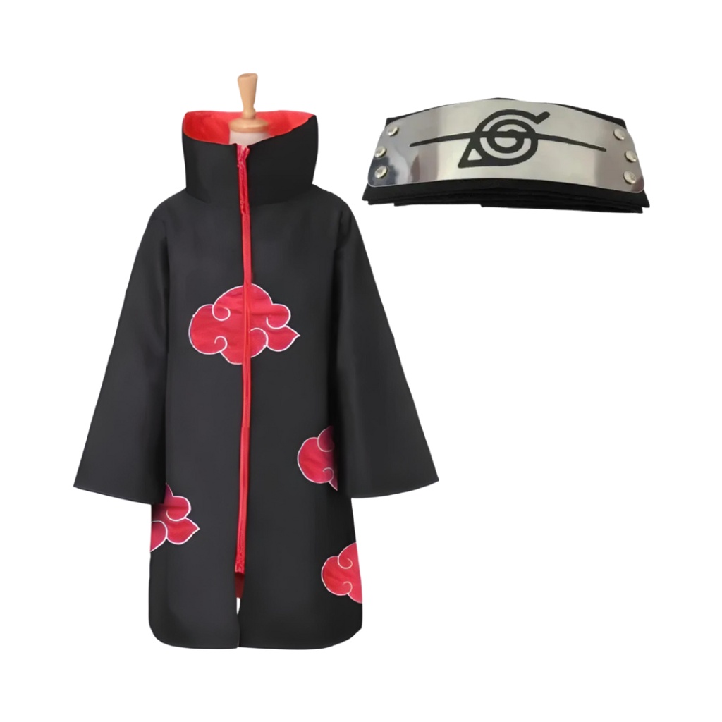 Kit Manto Akatsuki Cosplay Naruto + Bandana Renegada | Shopee Brasil