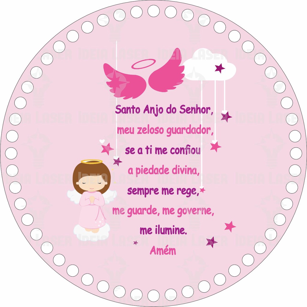 Oração do Santo Anjo Menina - Base MDF Fio de Malha Crochê | Shopee Brasil