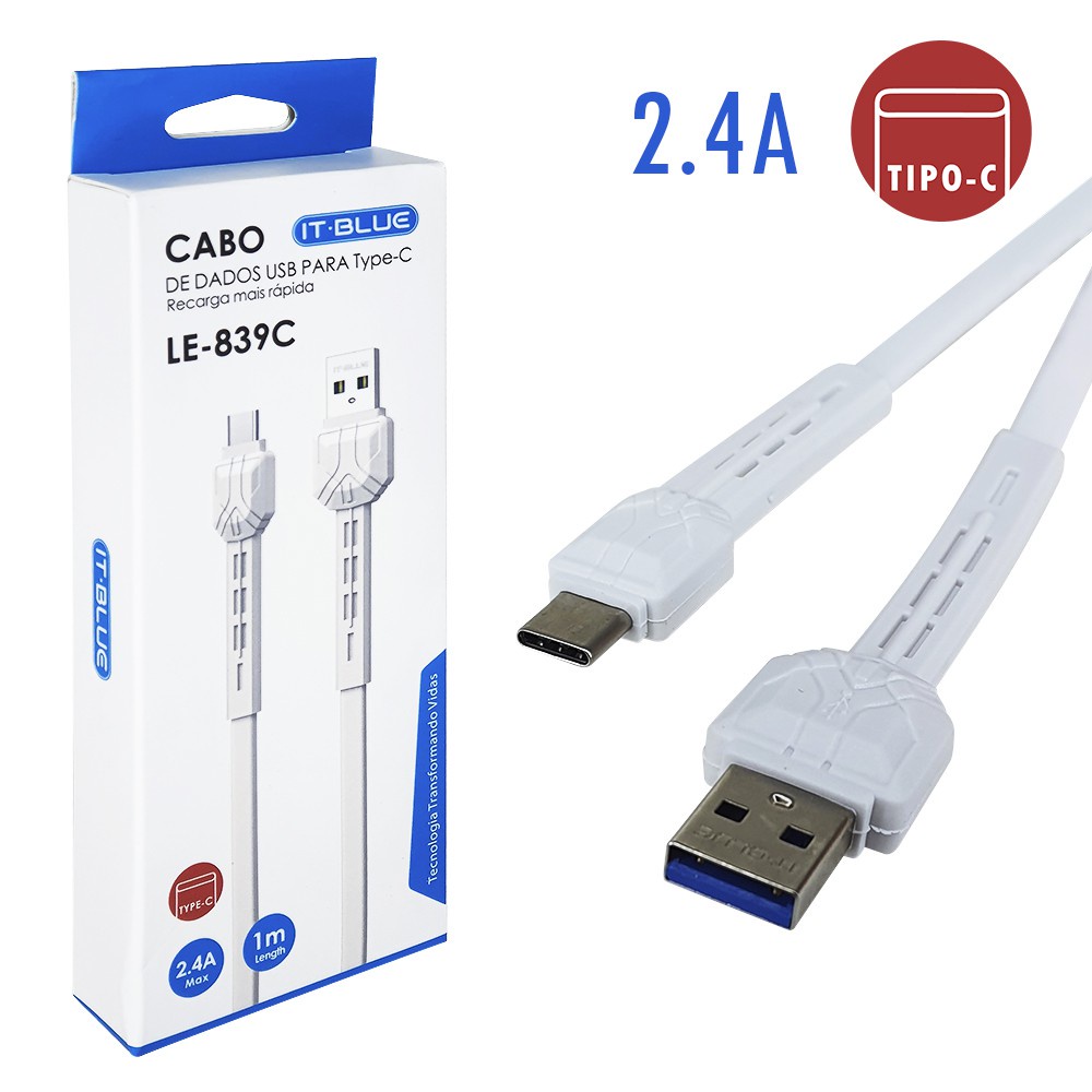 Cabo Usb Turbo Tipo-C It-blue Le-839C | Shopee Brasil