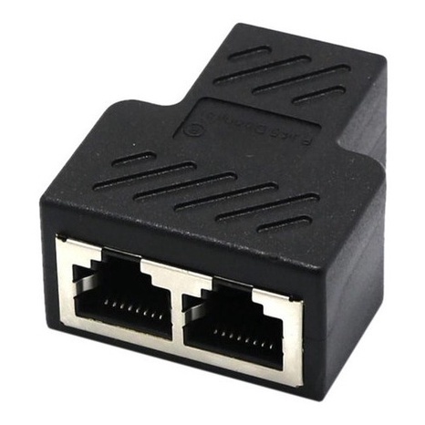 Conector Extensor Duplicador Rj45 Splitter Plug T Preto - Escorrega o Preço