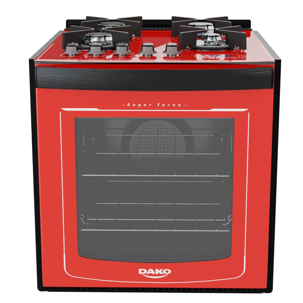 Fogão Embutir Dako Vermelho 4 bocas mesa de vidro Dakolors - Bivolt | Shopee Brasil