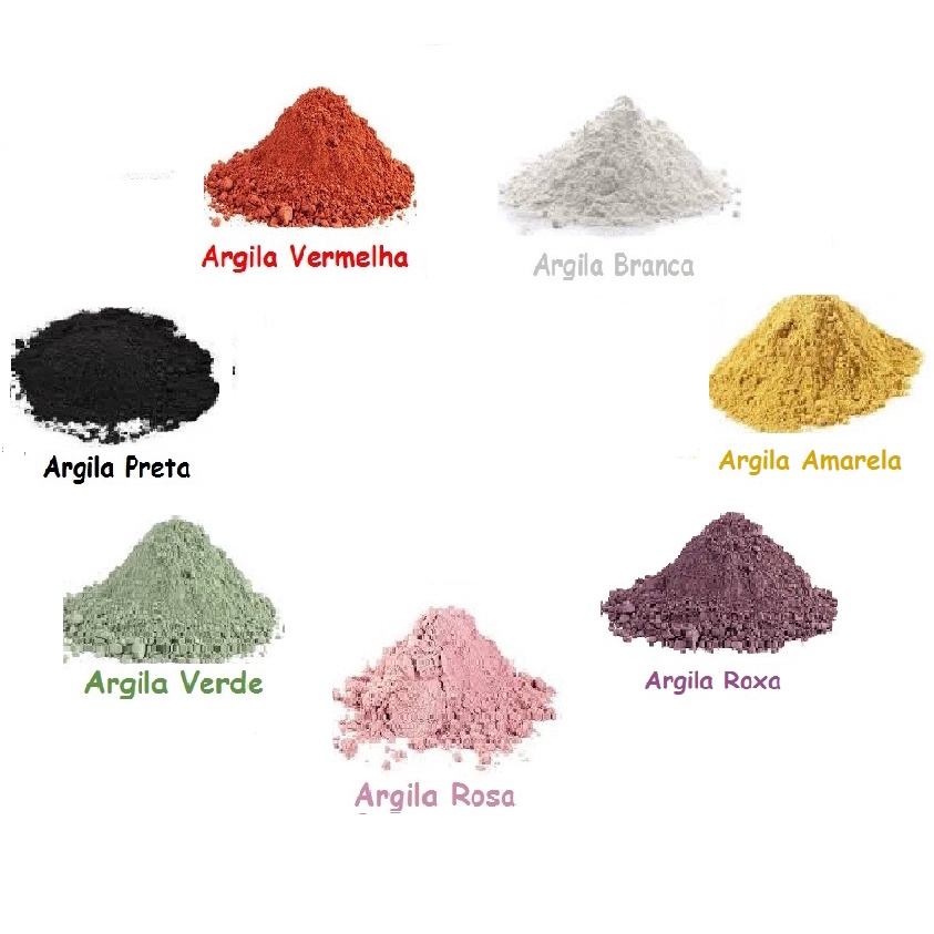 Kit Skin Care Máscara Facial Argila em Pó 100% Natural -7 Cores - 200 ...