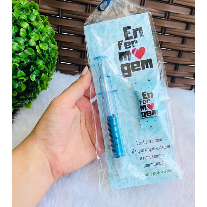 10 Kits profissão enfermagem tag+caneta seringa+ bala embalagem ...