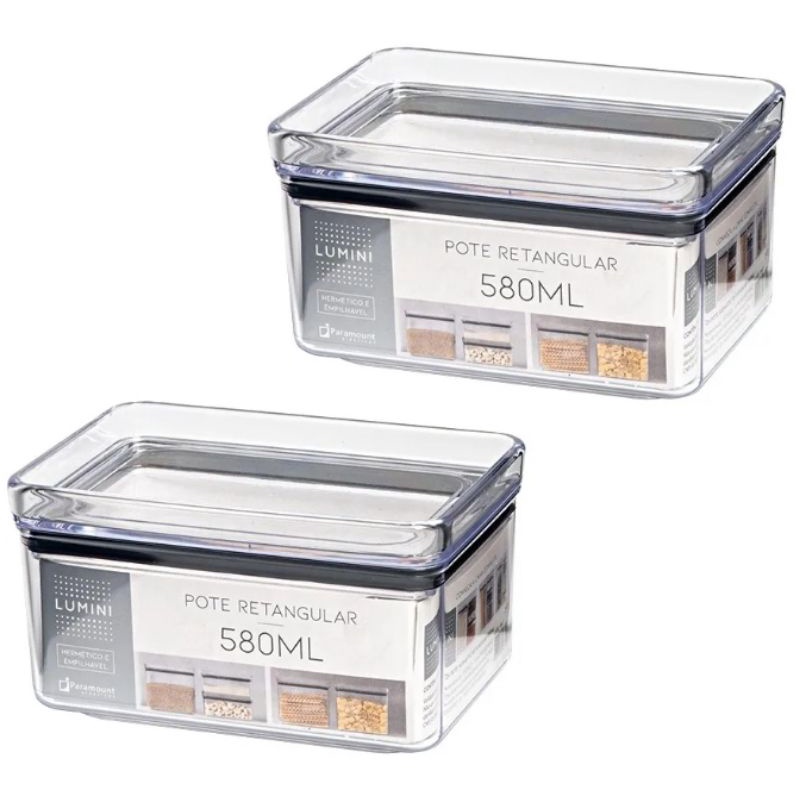 Pote Hermético de 580ml retangular ( 2 peças ) Marca Paramount ...