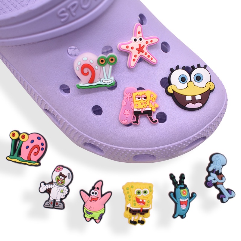 Crocs Jibbitz Pinos Fofo Bob Esponja Calça Quadrada DIY Sapatos Charme ...