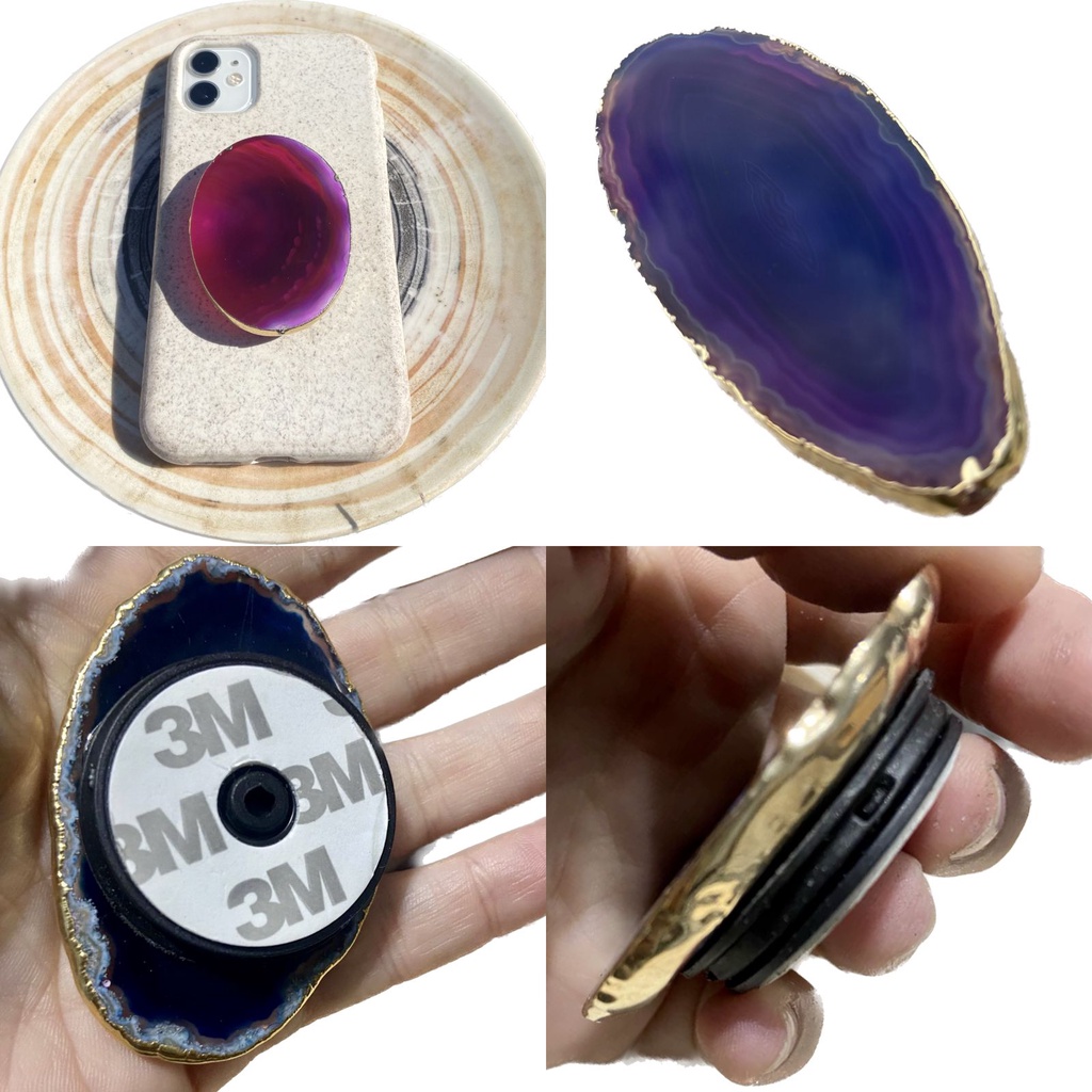 Pop Socket Suporte Celular Phone Grip com Ágata Pedra Natural Diversos ...