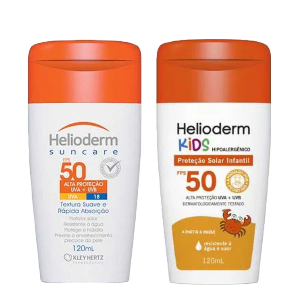 Kit Protetor Solar Infantil Helioderm Kids FPS 50 120ml + Protetor ...