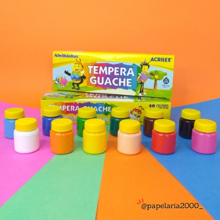 Tinta Tempera Guache Acrilex 12 cores | Shopee Brasil