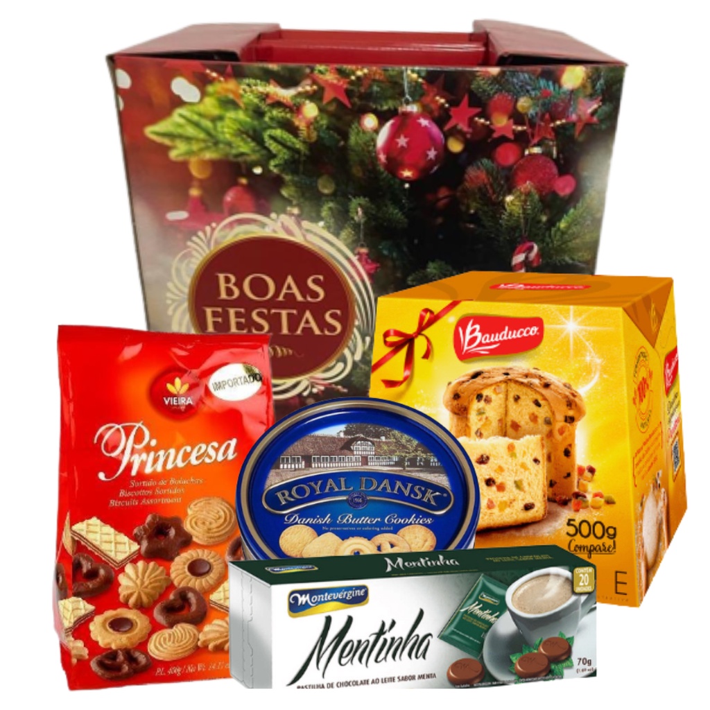 Cesta Natal 5 Itens Panettone Biscoito Mentinha E Mais Shopee Brasil
