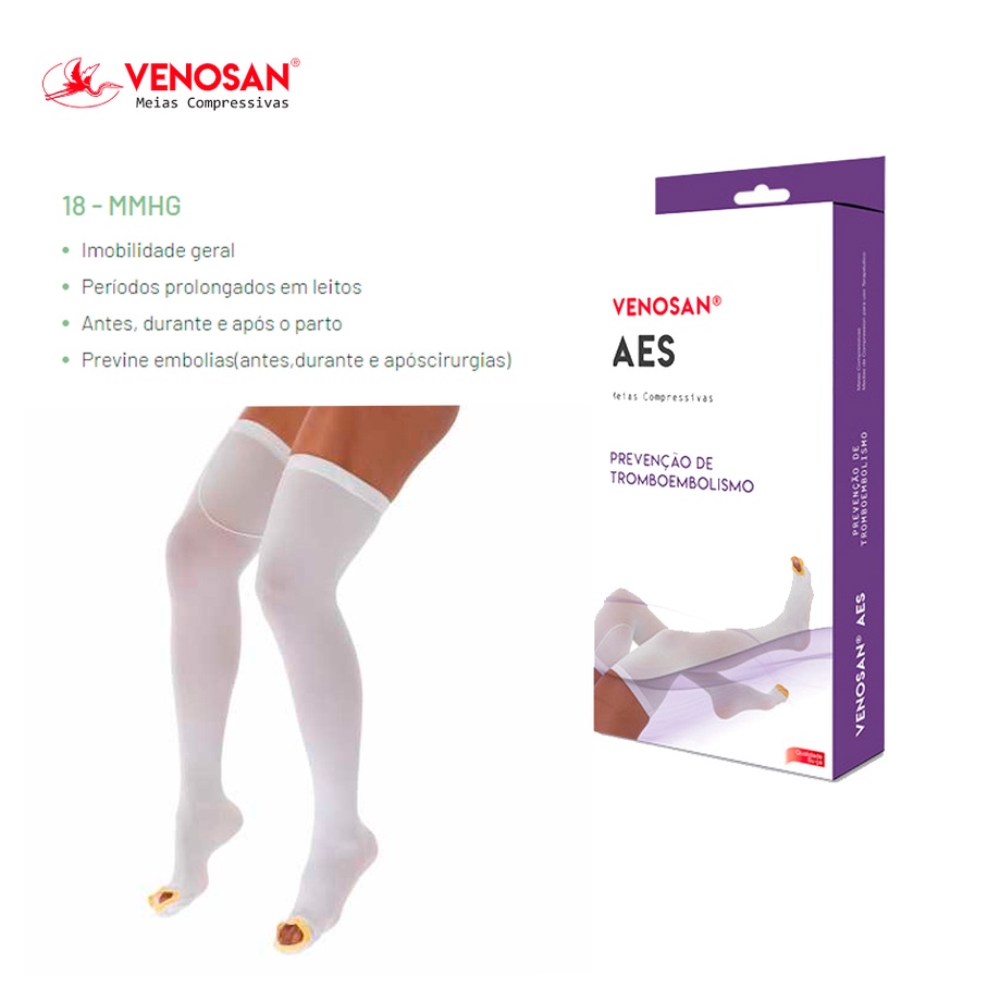 Meia Coxa Compressiva Anti Trombo 18mmhg Venosan AES AGH 7/8 Pé Aberto ...