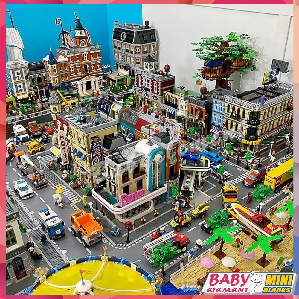 Street View Series MOC Blocos De Construção Boutique Hotel Café Canto ...